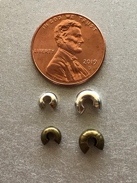 40-brass Crimp Bead Covers Clamshell Style Bead Cover Bronze | Etsy