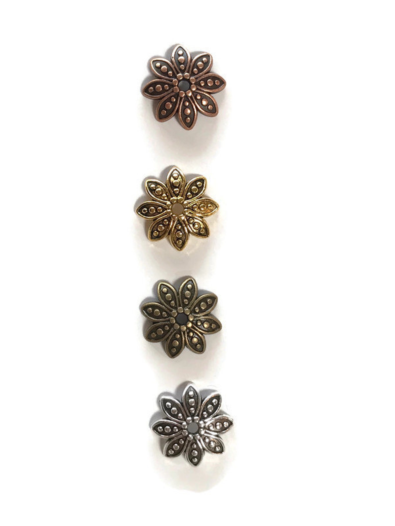 24- Flower Cast Metal Bead Cap Choose Bronze , Silver ,gold , Copper - Etsy