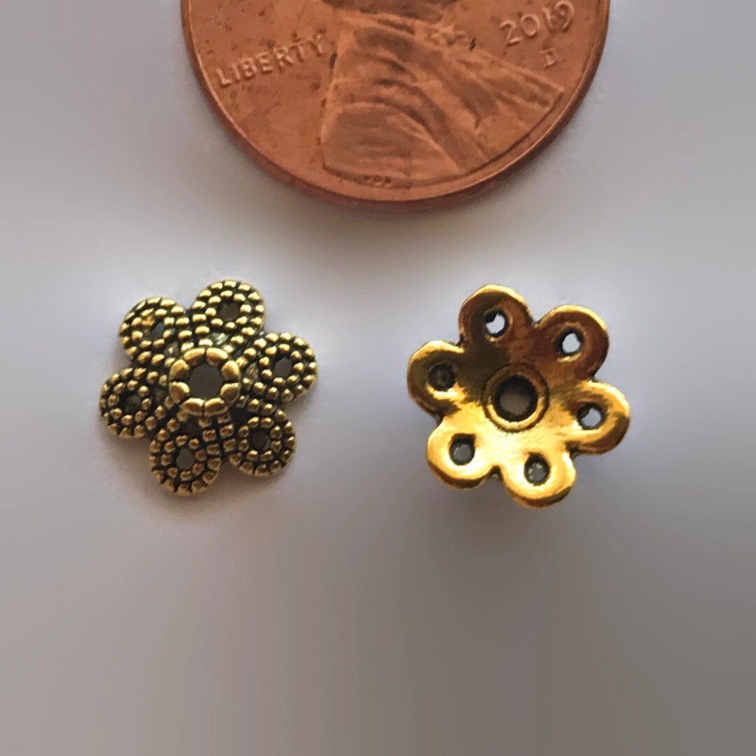 30 - Gold Flower Bead Cap - Etsy