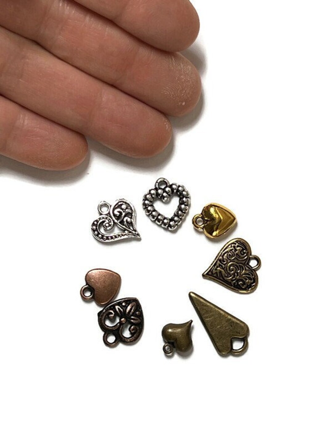8 Small Heart Charm Collection - Etsy