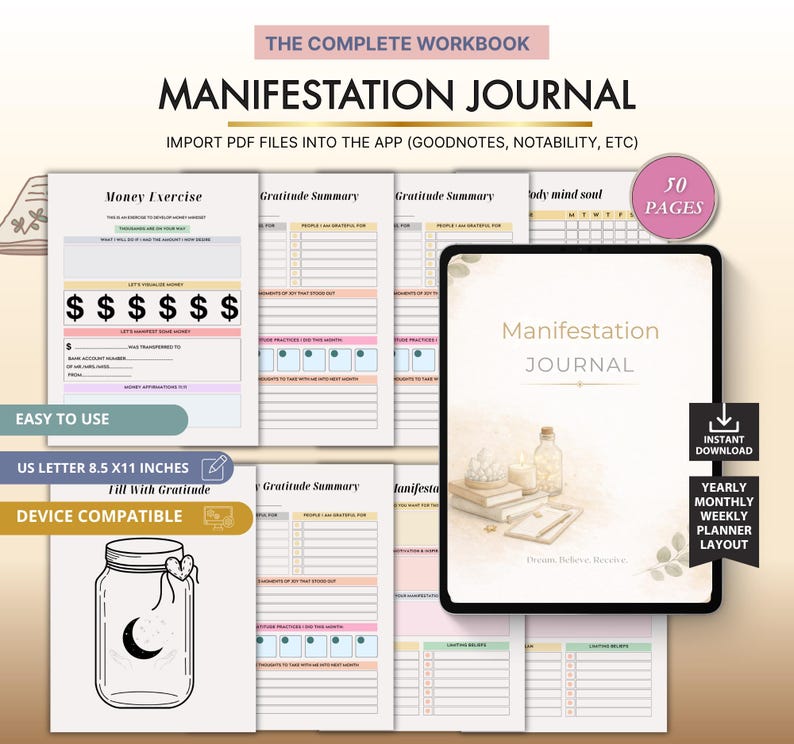 Manifestation Journal, Law of Attraction Planner, Goal Setting Workbook ...