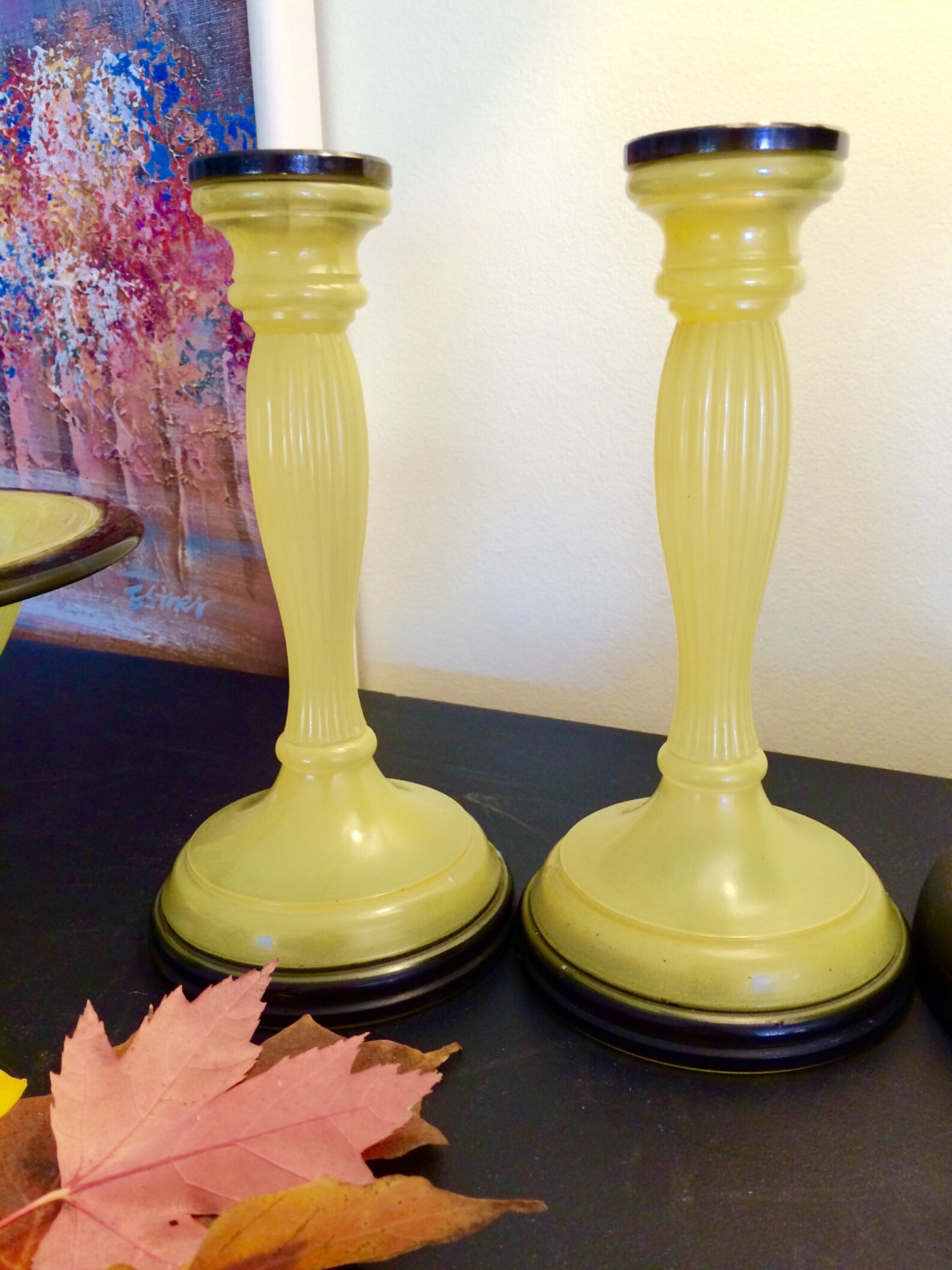 Yellow Depression Era Glass Compote Set Compote Bowl - Etsy