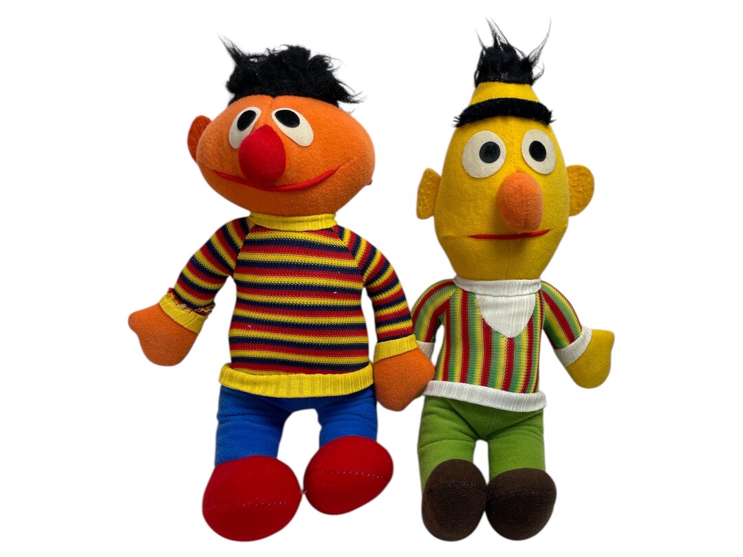 Vintage Sesame Street Character Dolls Ernie and Bert by Knickerbocker ...