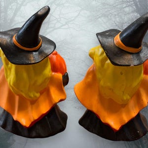 Vintage Witch Figurines Set of Four Hand Painted 4 Inch Ceramic Little ...