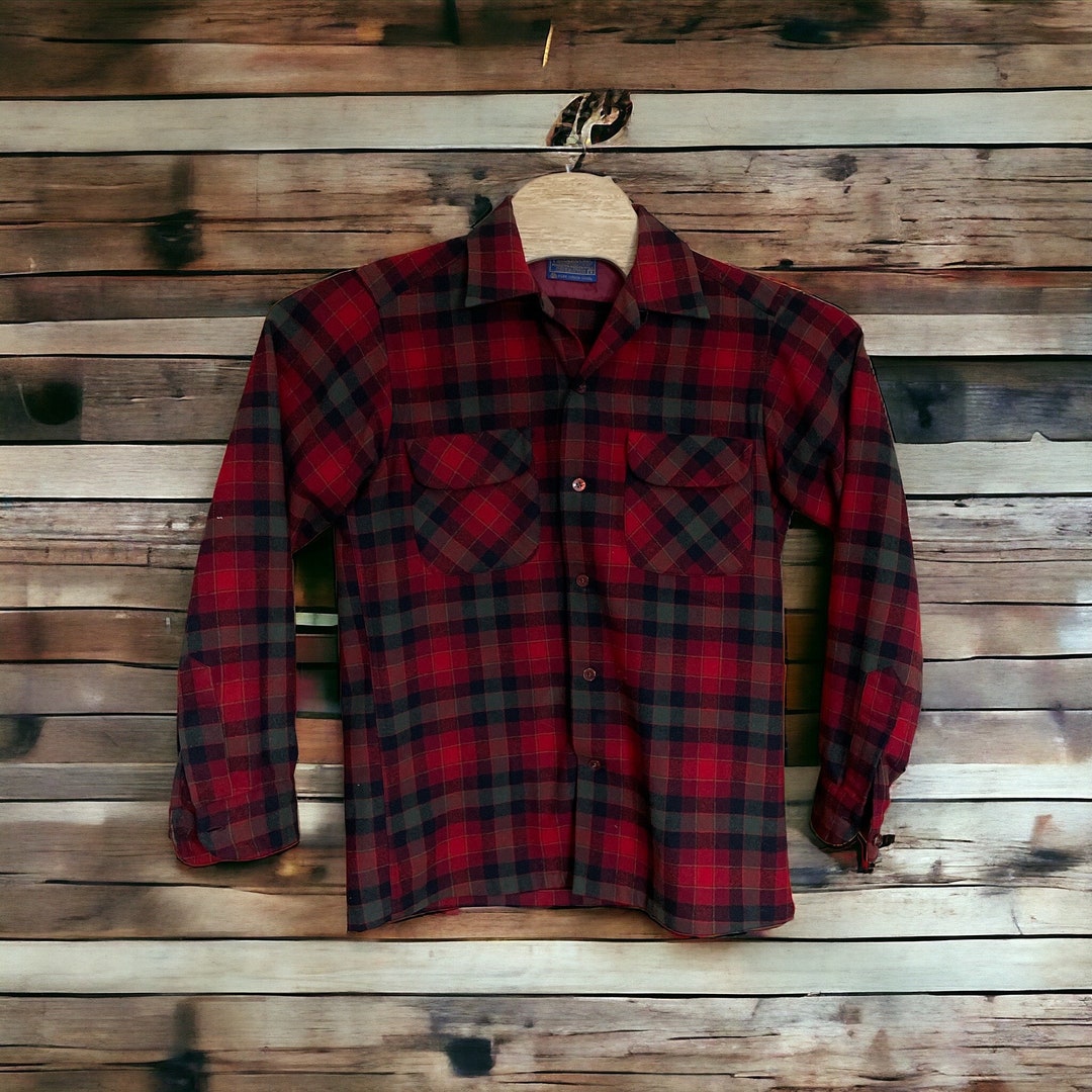 Vintage Pendleton Flannel Shirt Pure Virgin Wool 1960s Red Wool Flannel ...