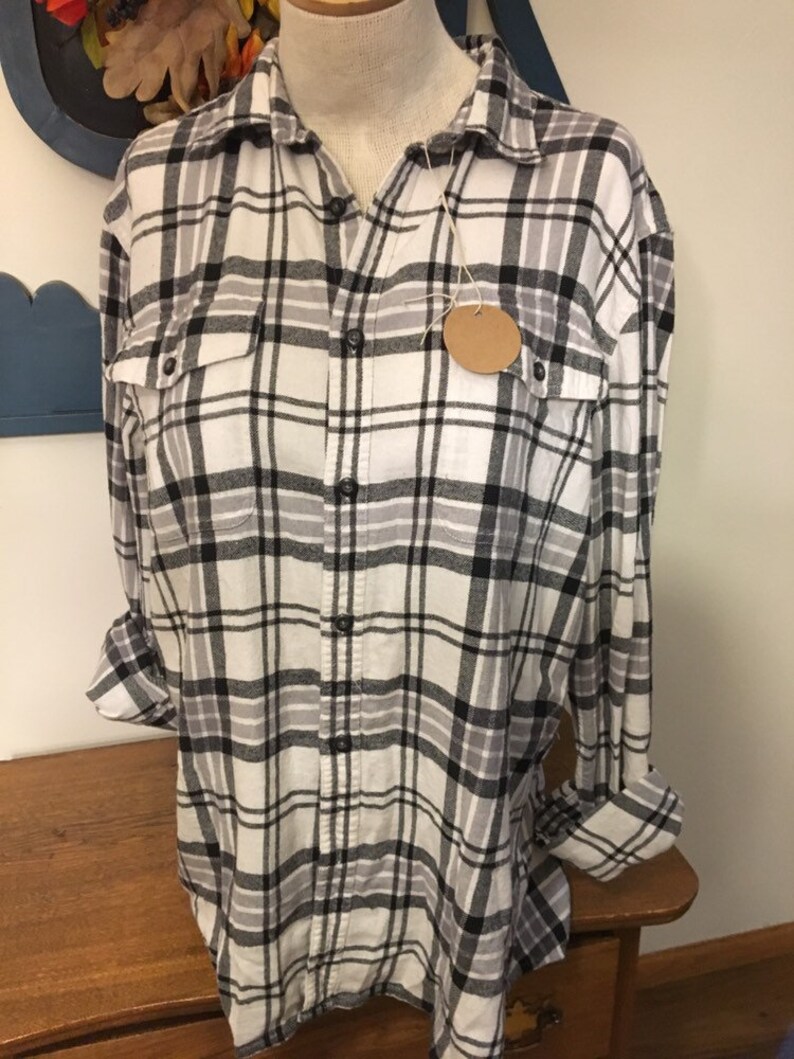 Upcycled Flannel Shirt, Firefighter Back Patch Flannel Shirt, Fireman's ...