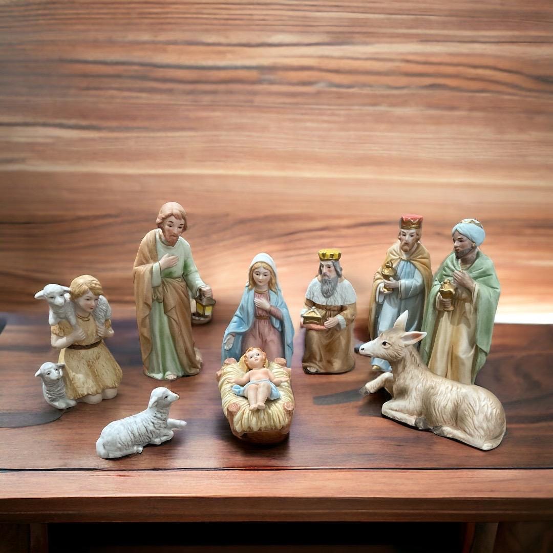 Vintage Homco Nativity Set No 5603 Bisque Porcelain Figures Home ...