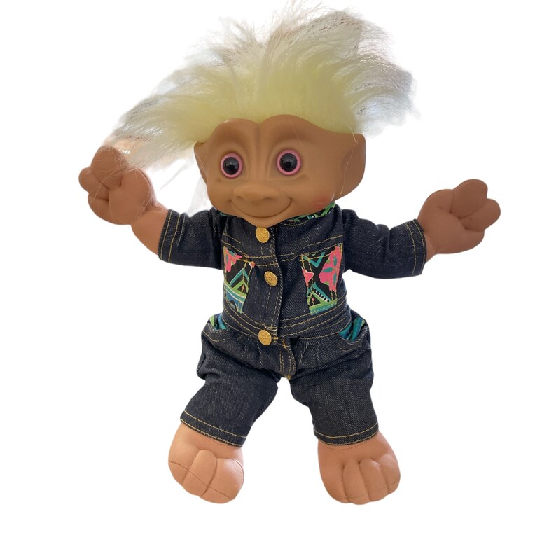 Vintage Treasure Trolls 12 Troll Doll With Denim Outfit 1991 Ace ...