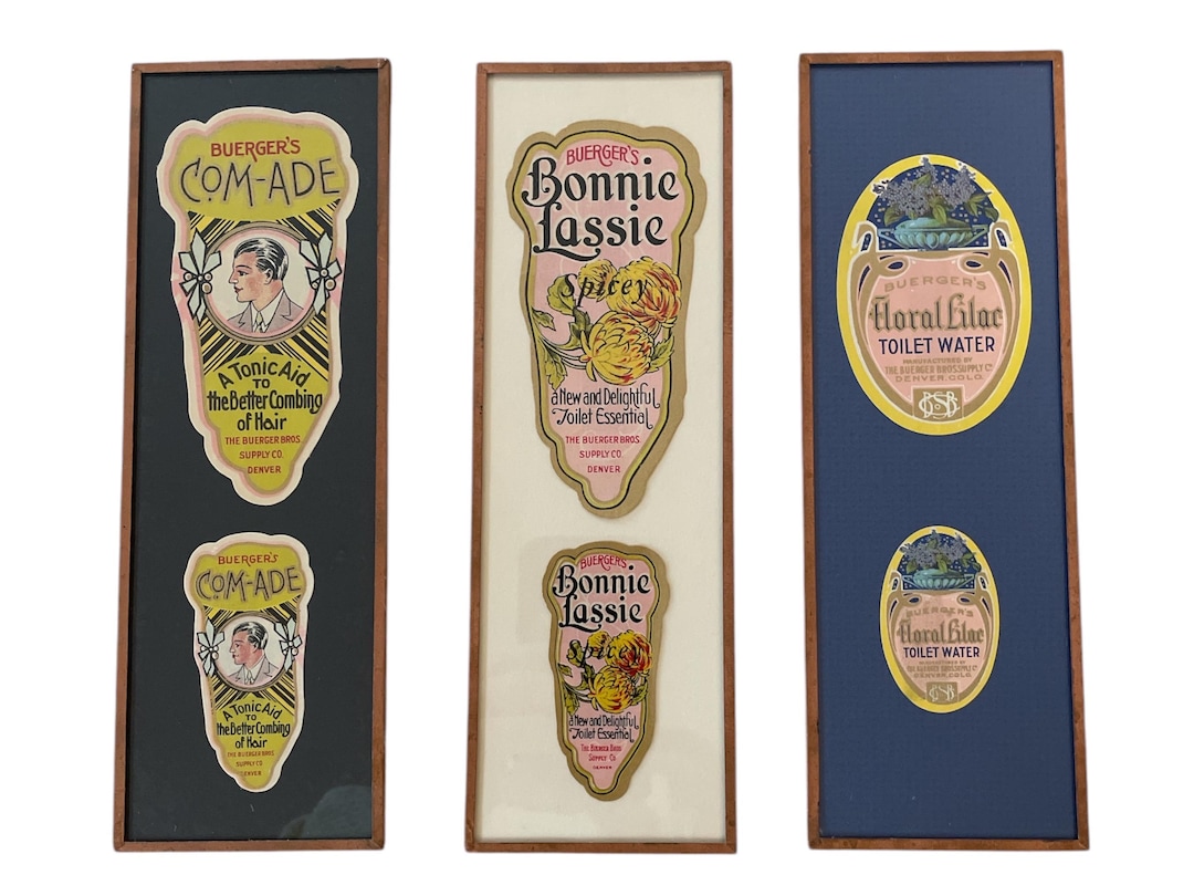 Vintage Apothecary Labels Custom Framed 9x3 Beurger Brothers Hair Tonic ...