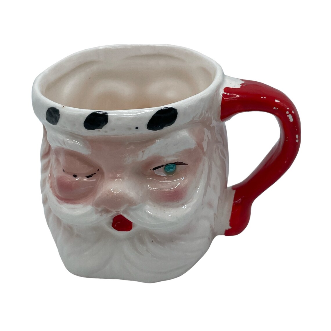 Vintage Winking Double Face Santa Mug With Rhinestone Eye Two - Etsy