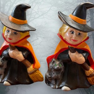 Vintage Witch Figurines Set of Four Hand Painted 4 Inch Ceramic Little ...