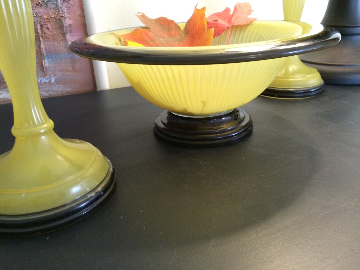 Yellow Depression Era Glass Compote Set Compote Bowl - Etsy