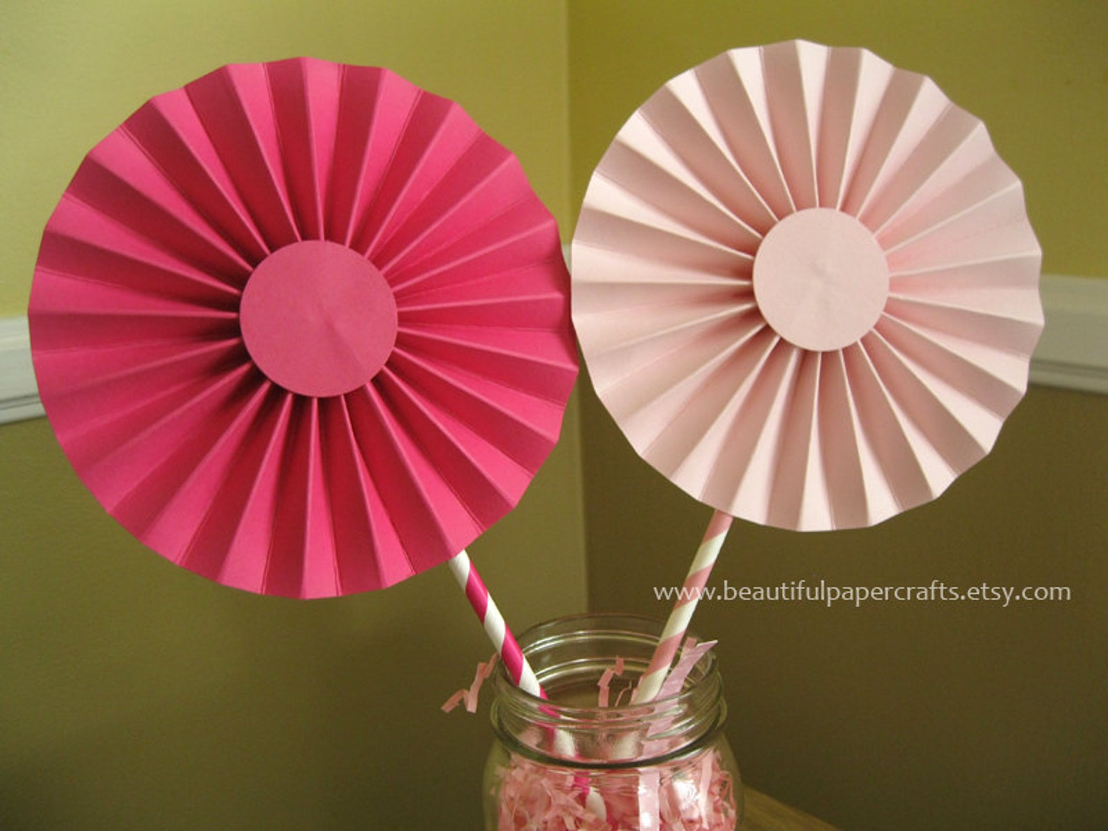 Cotton Candy Centerpieces Paper Fans Pinwheels Pink | Etsy