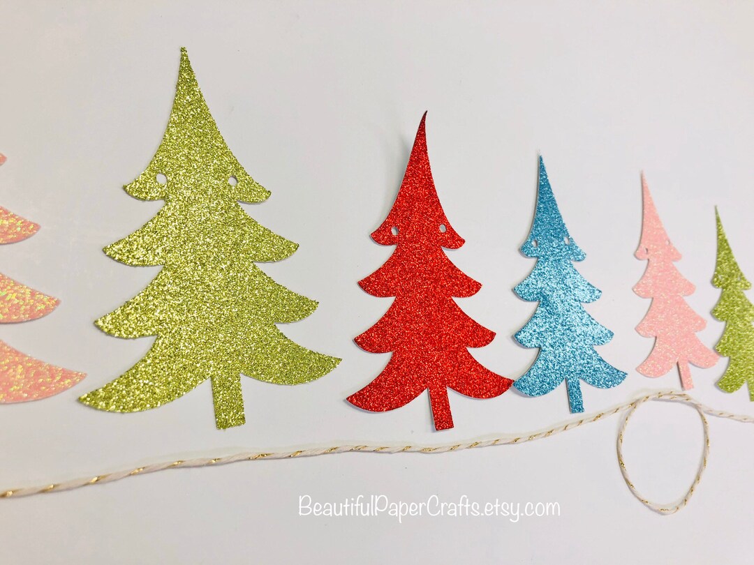 Pink Christmas Tree Garland Glitter Christmas Banner Colorful Holiday ...