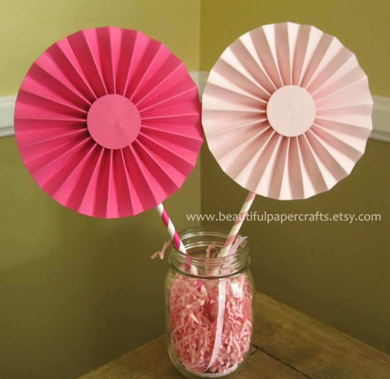 Cotton Candy Centerpieces Paper Fans Pinwheels Pink - Etsy