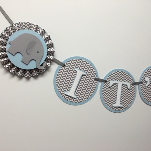 Elephant Baby Shower Decorations Boy Elephant Blue Gray Grey | Etsy