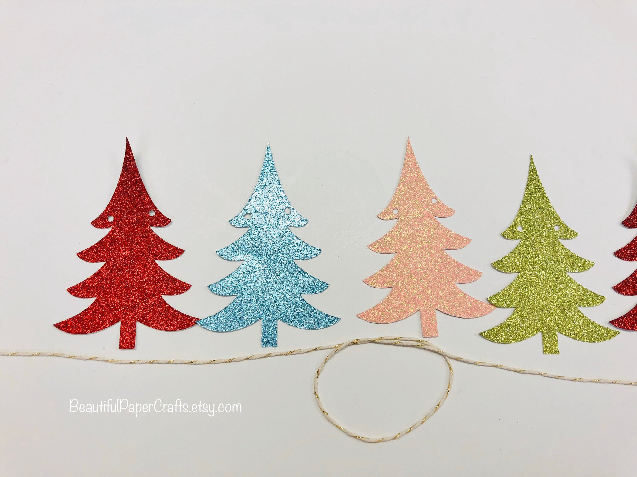 Pink Christmas Tree Garland Glitter Christmas Banner - Etsy