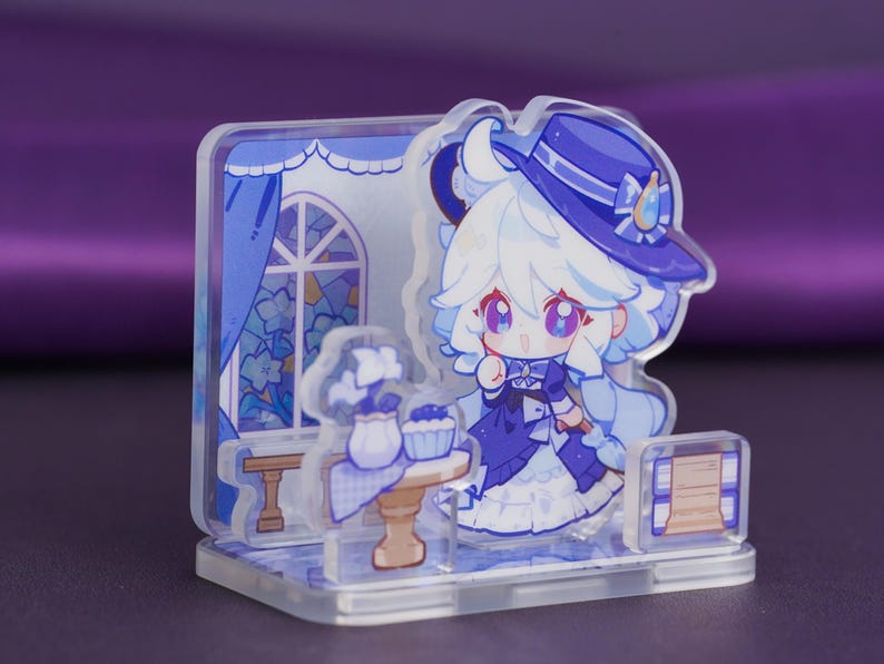 Genshin Impact Furina Acrylic Standee, Dessert Banquet Theme Cute Chibi ...