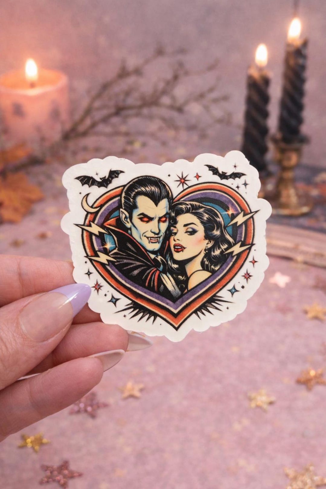 Gothic Vampire Couple Sticker, Dark Romance Sticker, Spooky Love ...