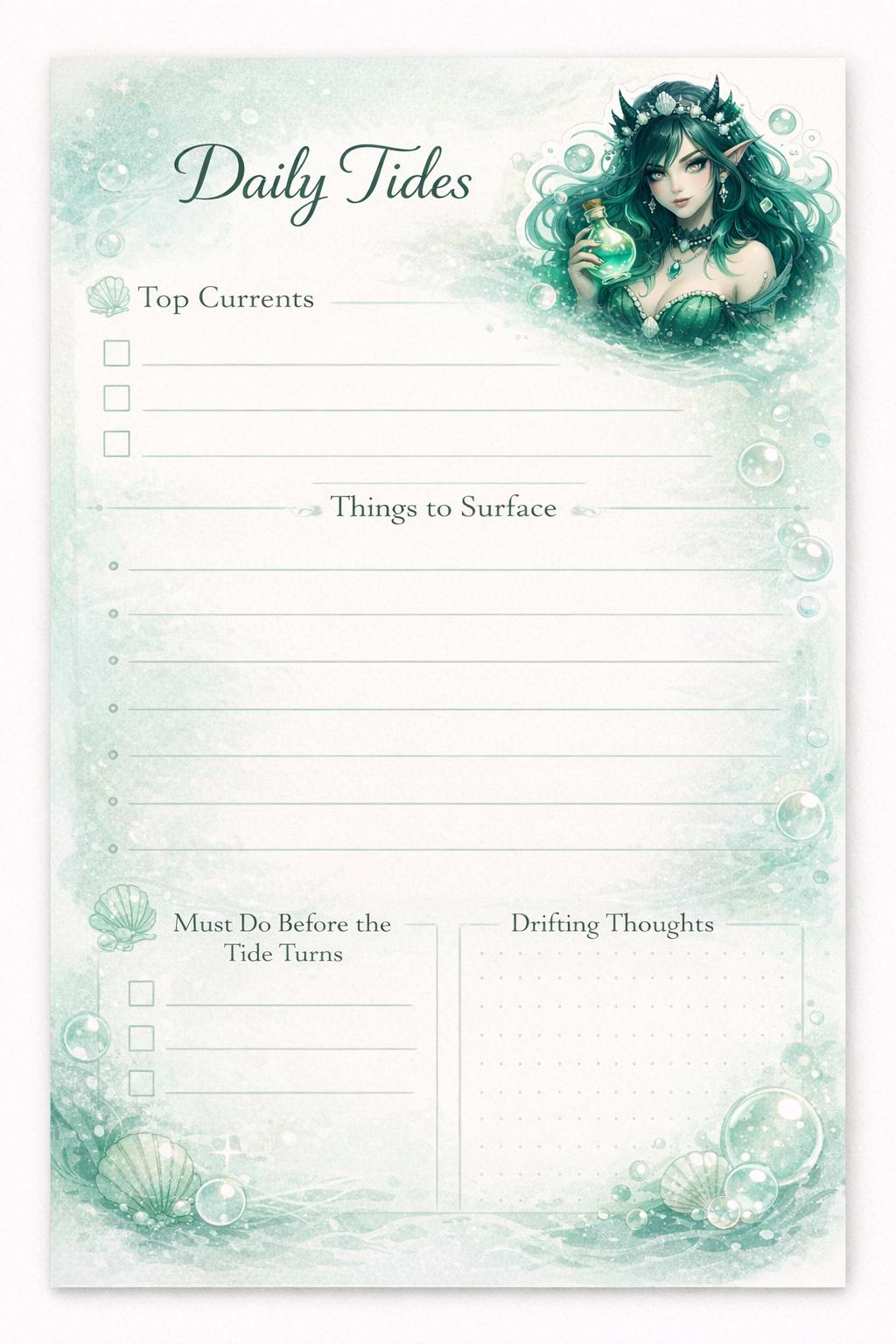 Daily Tides Notepad | Ocean Inspired Planner Pad | Mermaid to Do List ...