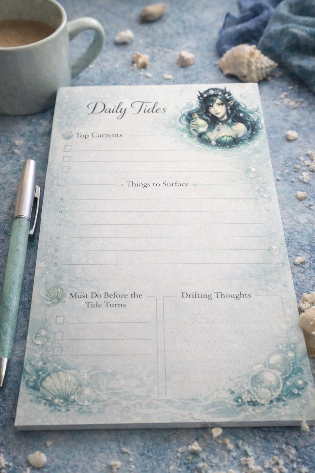 Daily Tides Notepad | Ocean Inspired Planner Pad | Mermaid to Do List ...