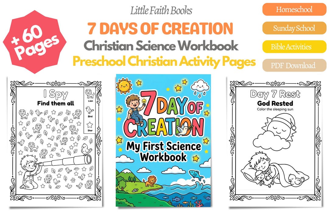 7 Days of Creation Science Workbook | Preschool Christian Activity ...