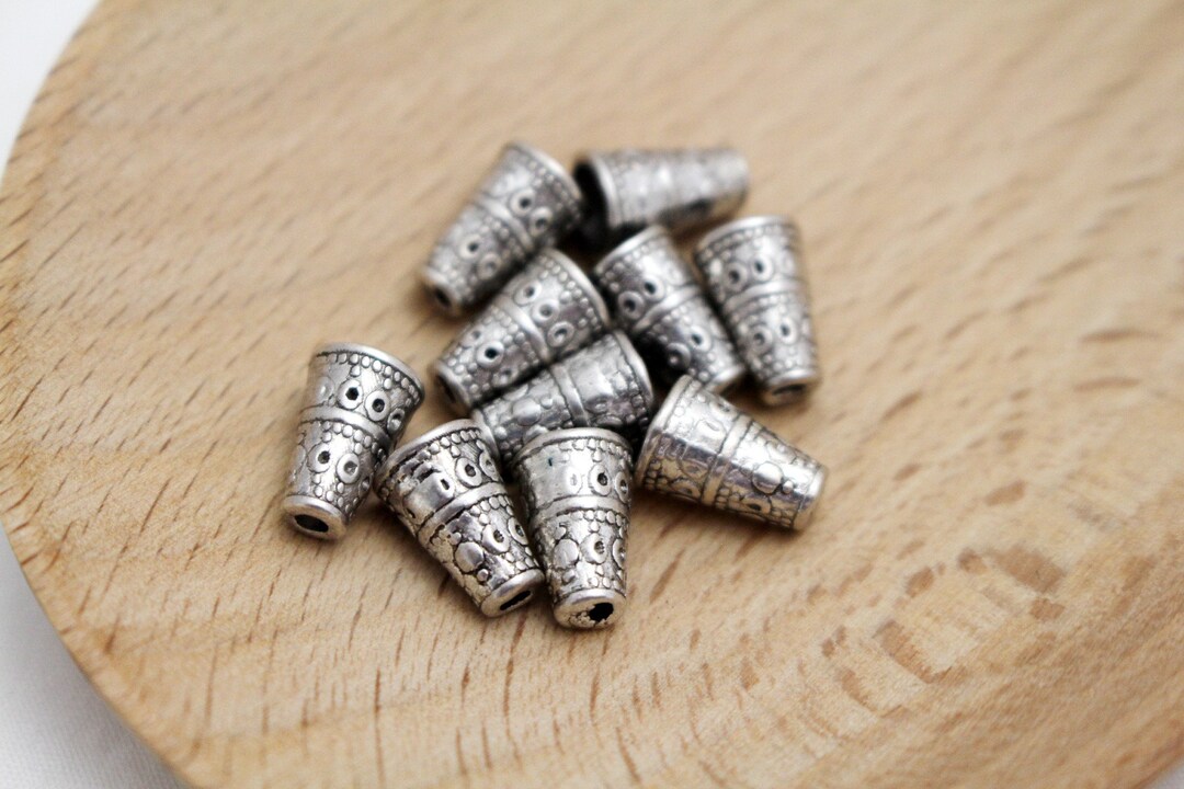 Antique Silver Decorative Bead Cones 10x7mm Jewelry End Cap Findings ...