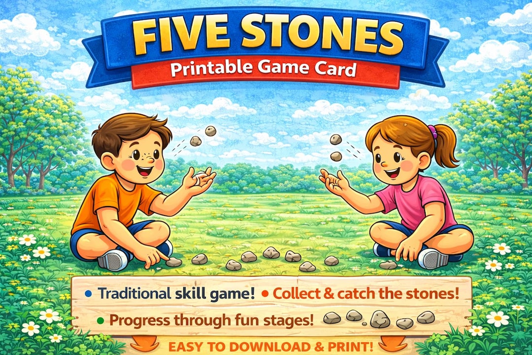 Five Stones Game Card – Traditional Skill Activity (instant Download ...