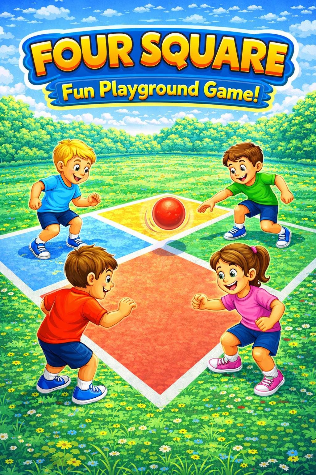 Four Square Game Printable | Outdoor Playground Kids Activity (PDF) - Etsy