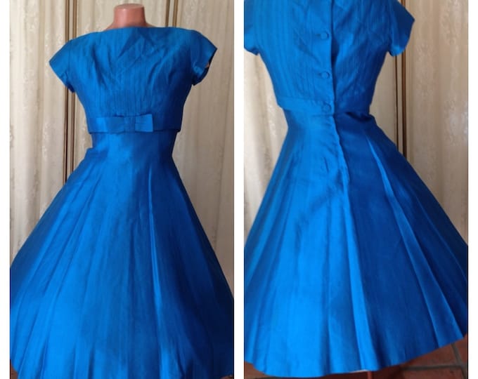 1950's Vintage Electric Blue Party Dress Size S - Etsy