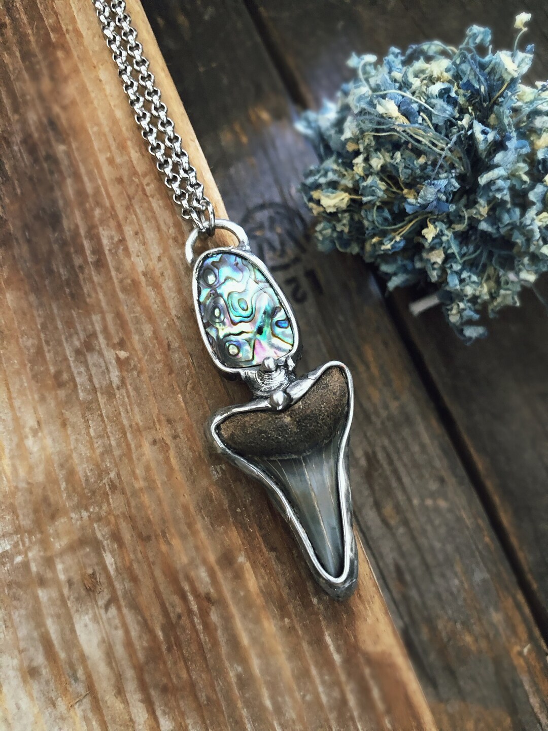 Abalone Shell and Fossilized Mako Shark • One of A Kind • Metalwork ...