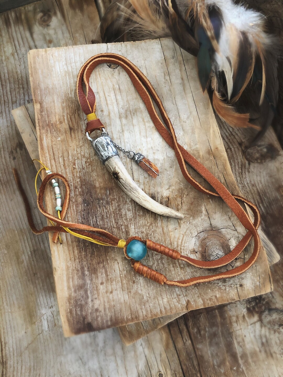 Deer Antler Tip With Raw Orange Kyanite • Sacred Piece • Boho Rustic ...