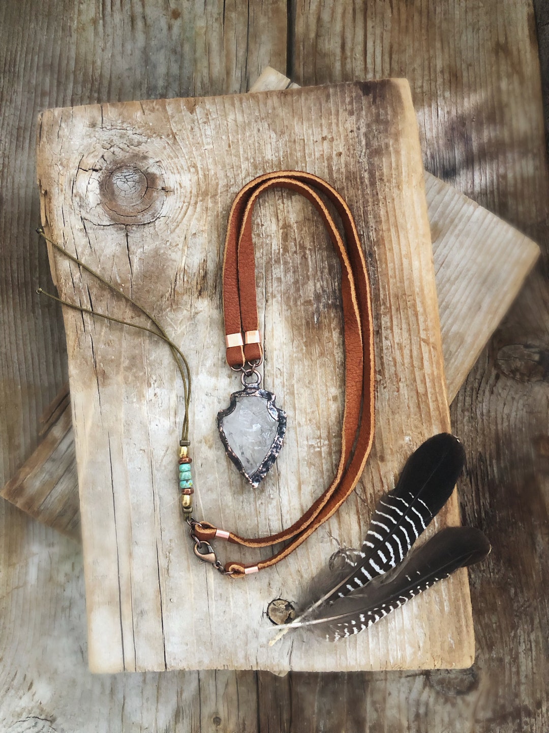 Arrowhead Crystal Quartz Necklace Unisex Earthy Pendants Electroformed ...