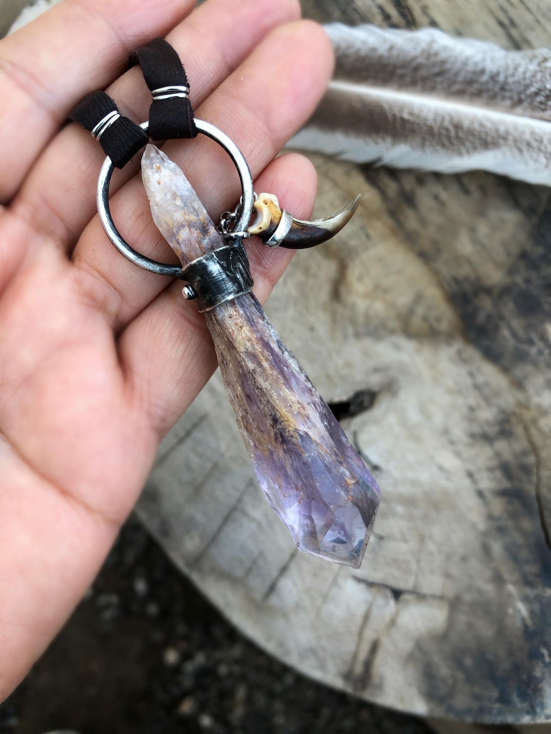 Raw Skeletal Elestial Amethyst Crystal • Unisex • Rustic Talisman ...