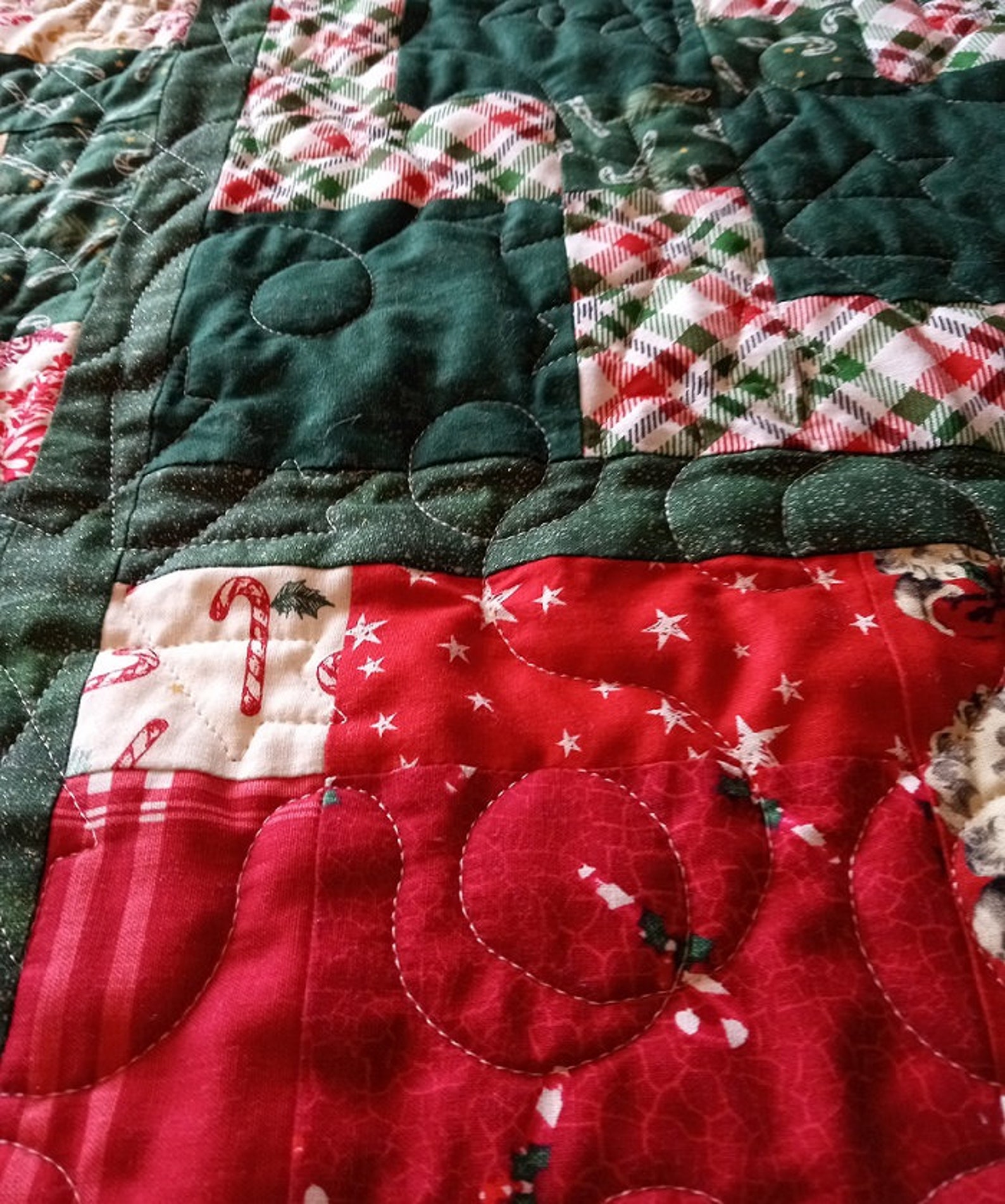 Christmas Handmade Patchwork Quilt With Flannel Backing - Etsy