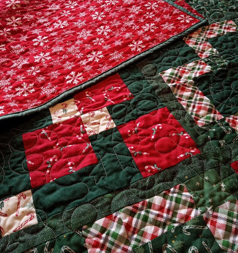 Christmas Handmade Patchwork Quilt With Flannel Backing - Etsy