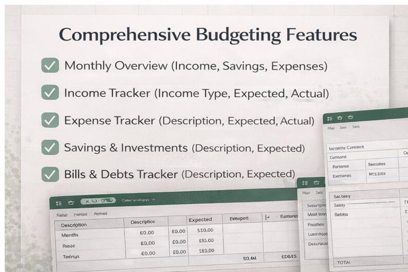 Budget Spreadsheet Excel Template | Monthly Budget Planner | Expense ...