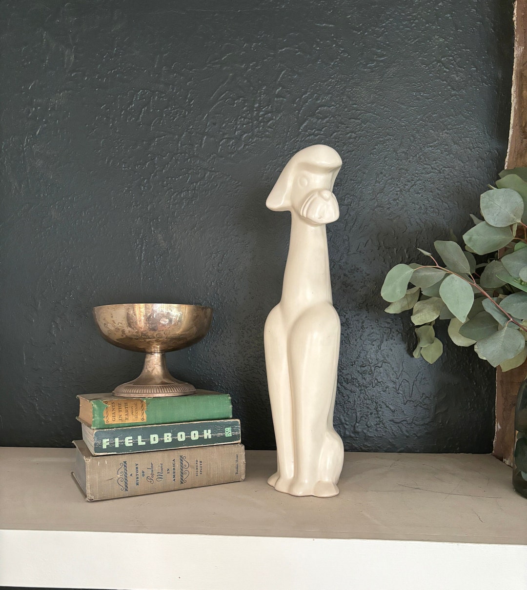 Large White MCM Porcelain Dog, Bedlington Terrier, Art Deco Decor ...