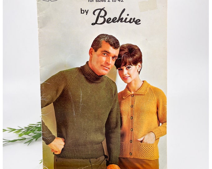 Beehive 100 Knitting Booklet | Vintage 60s to 70's Women's and Men's ...