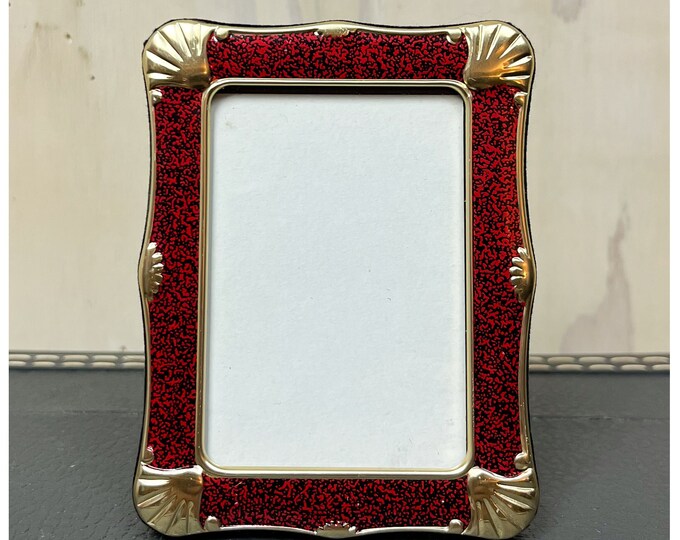 Art Deco Frame | Vintage 80's Small Metal Picture Frame | Red & Gold ...
