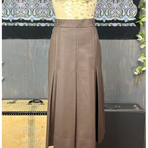 Pleated Secretary Skirt Vintage 70's Taupe Brown Women's Skirt Below ...