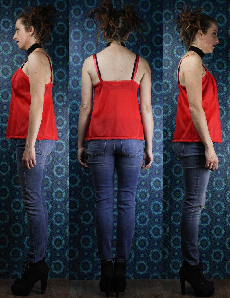 60s Red Camisole Top By Levoys Nylon Lingerie Size Etsy