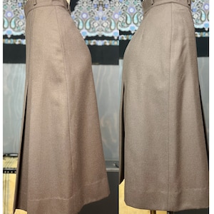 Pleated Secretary Skirt Vintage 70's Taupe Brown Women's Skirt Below ...
