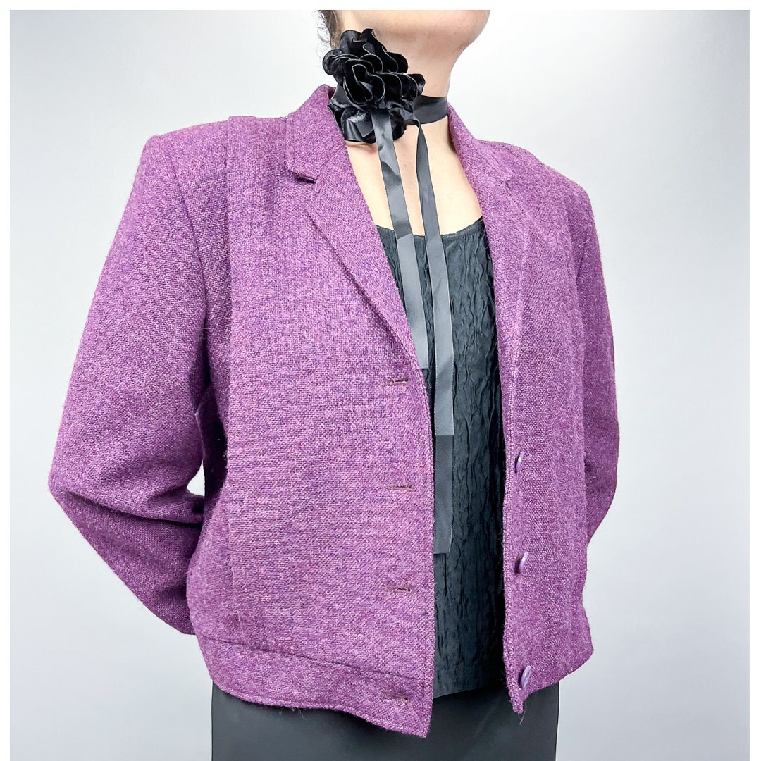 Purple Tweed Jacket Vintage 80's Women's Grape Wool - Etsy