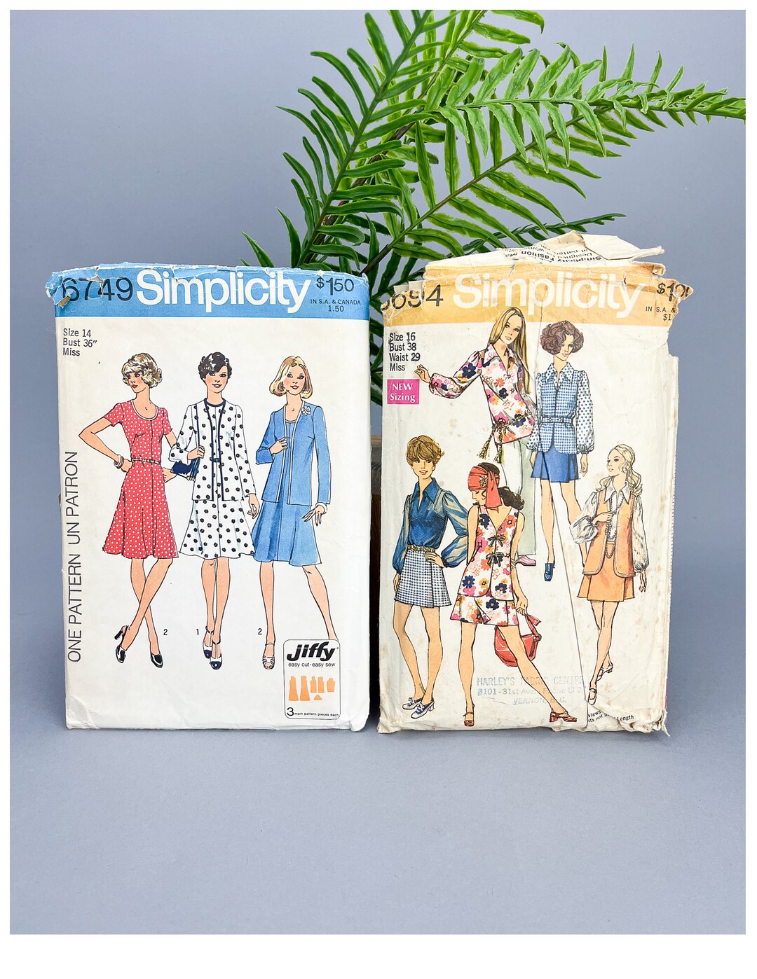 Sewing Pattern Pair | Vintage 70's Two Sewing Patterns, Simplicity 8694 ...
