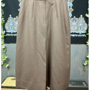 Pleated Secretary Skirt Vintage 70's Taupe Brown Women's Skirt Below ...