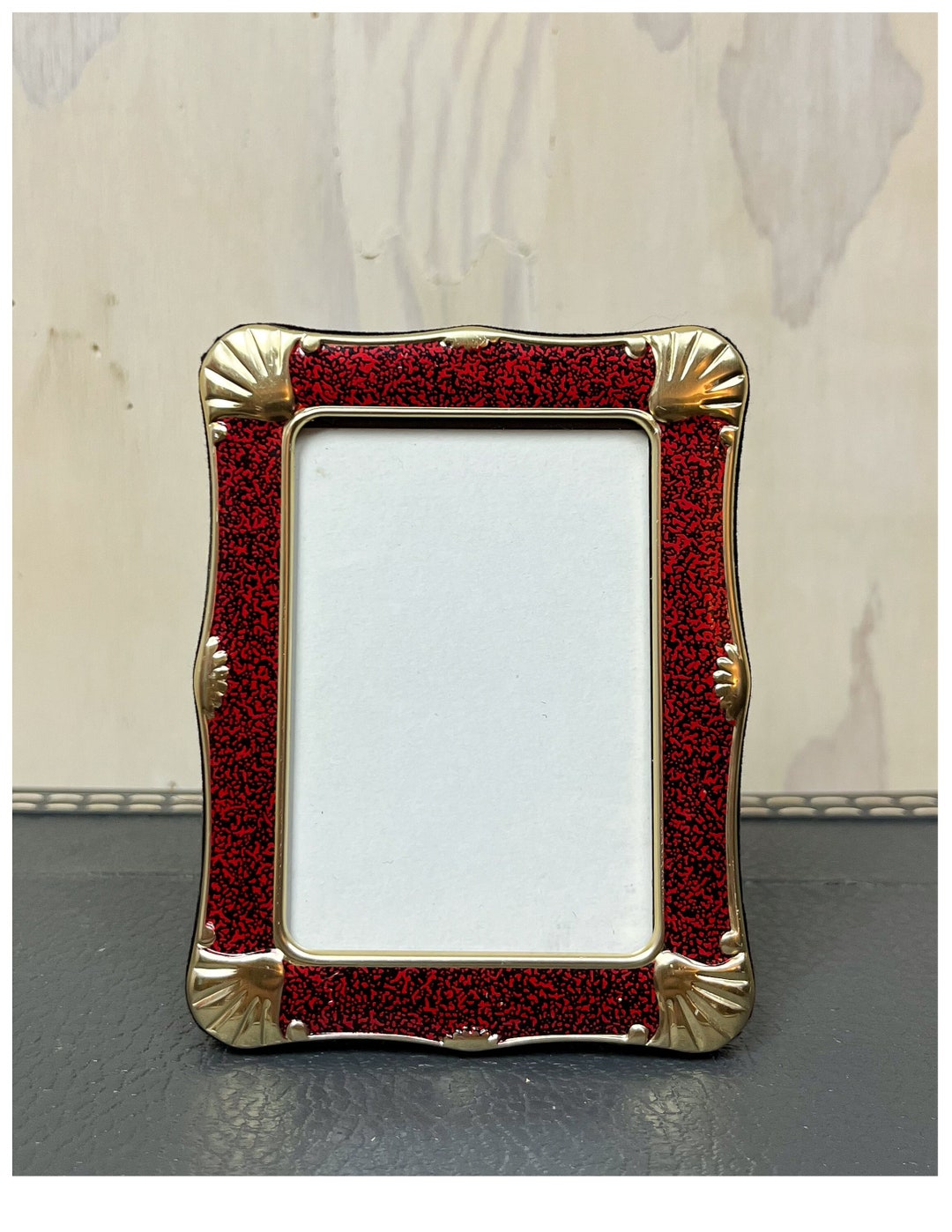 Art Deco Frame Vintage 80's Small Metal Picture Frame Red & Gold Table ...