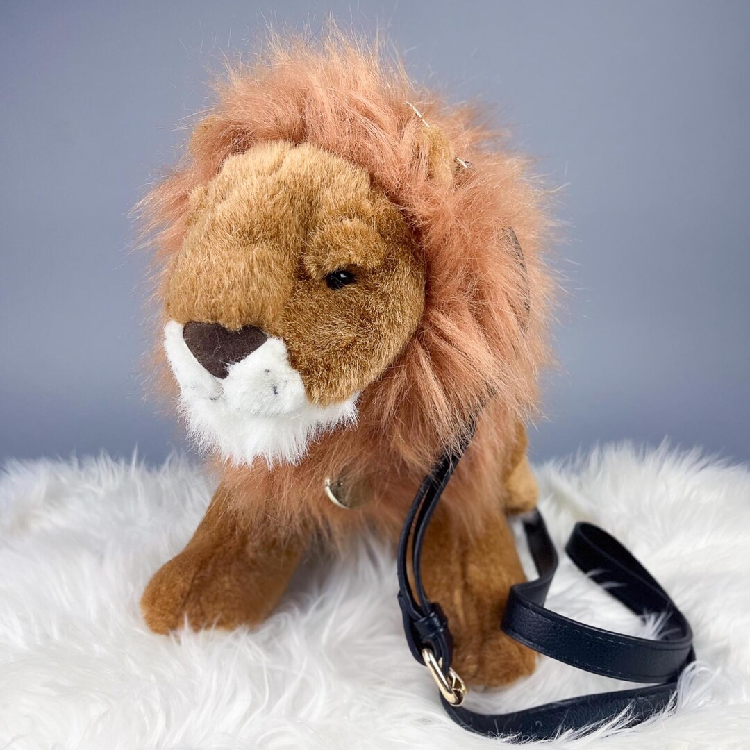 Plush Lion Purse | Stuffed Animal Stash Bag Purse W/ Adjustable Strap ...
