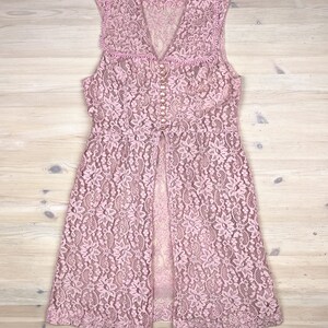 Vintage Lace Robe 60's Dusty Rose Robe Three Quarter Length Coquette ...