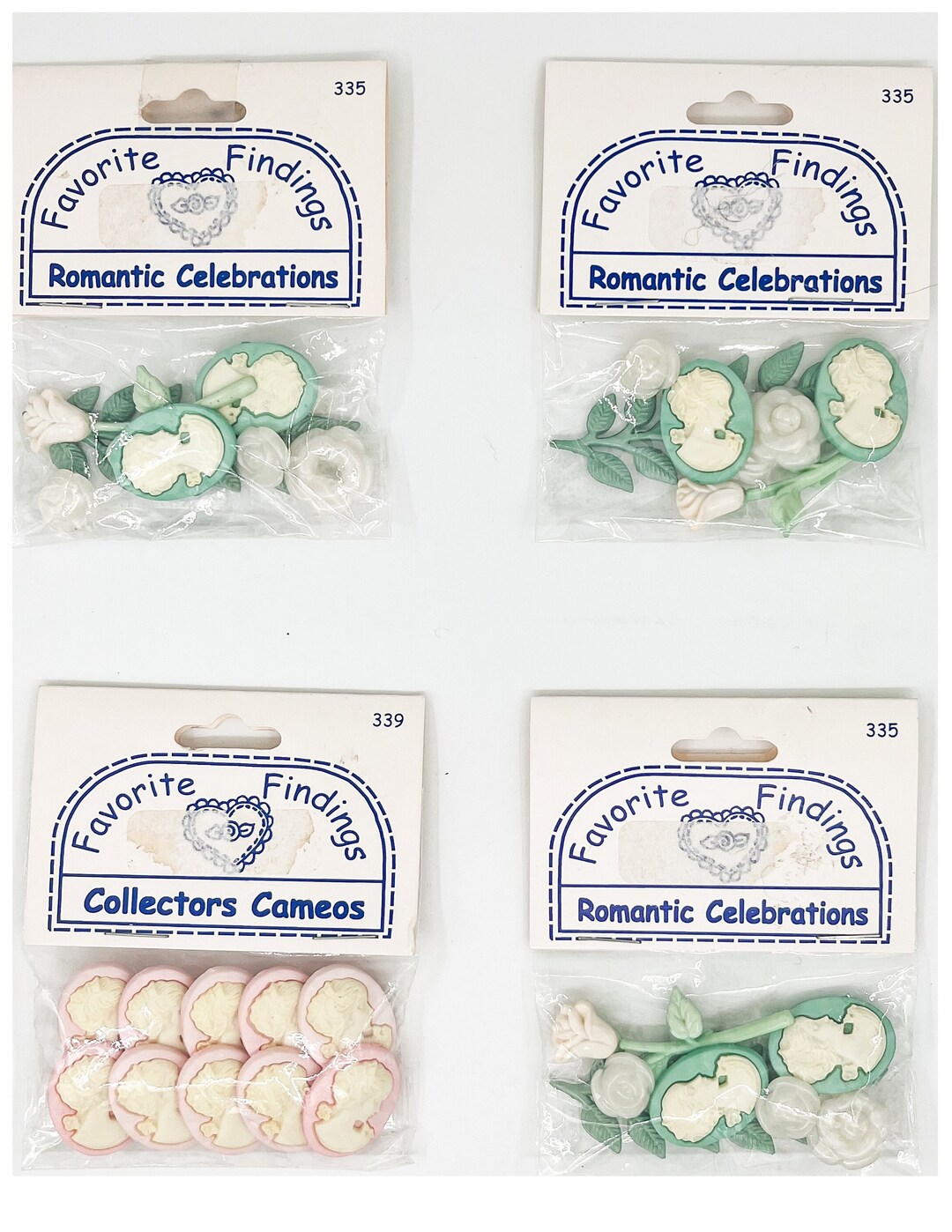 Vintage Cameo Buttons Packs | Bundle of Four Packages of 80's Plastic ...